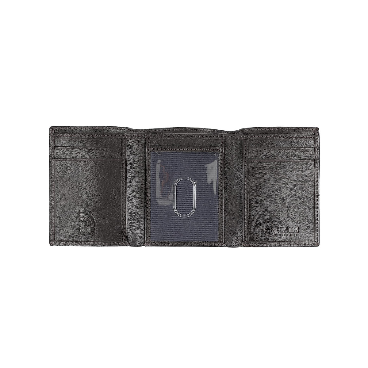 Steve Madden mens Rfid Trifold Wallet With Id Window, Brown, One Size