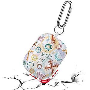 Art-Strap Protective Case, Compatible with AirPods Pro - Shockproof Soft TPU Gel Case Cover with Keychain Carabiner Replacement for Apple AirPods Pro (Christian Symbols)