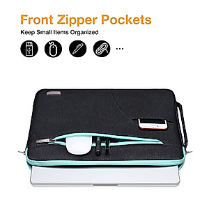 MOSISO Laptop Shoulder Bag Compatible with MacBook Air/Pro, 13-13.3 inch Notebook, Compatible with MacBook Pro 14 inch M3 M2 M1 2023-2021,Polyester Briefcase Sleeve with Front Arc Pocket, Blue