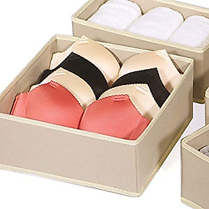 DIOMMELL 6 Pack Foldable Cloth Storage Box Closet Dresser Drawer Organizer Fabric Baskets Bins Containers Divider with Drawers for Clothes, Underwear, Bras, Socks, Lingerie, Clothing