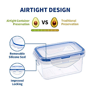 KIGI [4 PACK] 6.1OZ Small Plastic Food Storage Container Set Portion Control Mini Bento Box Leaf-proof To-go Container with Lids