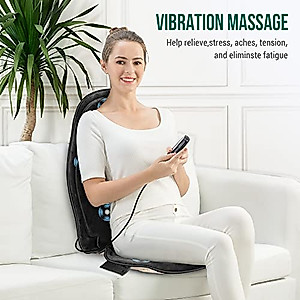 Snailax Back Massage Seat Cushion, Memory Foam Pad, 5 Massage Modes & 2 Heat Settings, Seat Massager for Office Chair,Home Use