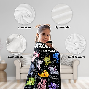 Axolotl Blanket - Cute Axolotl Plush Gifts for Girls Boys Kids Axolotl Lovers - Cartoon Axolotls of The World Fleece Soft Cozy Throw Sheet 50" X 40" Lovely Decor for Couch Sofa Birthday Decorations