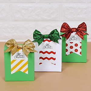 Ribest Green Glitter Wired Ribbon for Christmas Tree Wreath Decoration Home Décor Gift Wrapping Crafts Sewing, 1 1/2 Inch 10 Yard