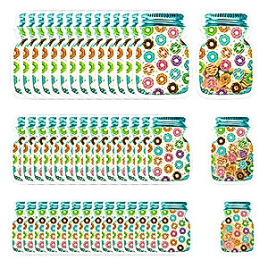 Enkrio 45Pcs Reusable Mason Jar Zipper Bags Storage for Food Snack Sandwich Zipper Bags Airtight Seal Food Bag Leakproof for Travel Camping Ziplock Bottles Shaped Baggies (15S 15M 15L)