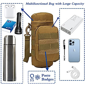 Vacuum Insulated Bottle with Cup and Bag, 16.9oz Stainless Steel Coffee Thermos for Hot and Cold Drinks, Thermos Flask for Hiking, Biking, Camping, Travel, Car, Home and Office (Khaki)