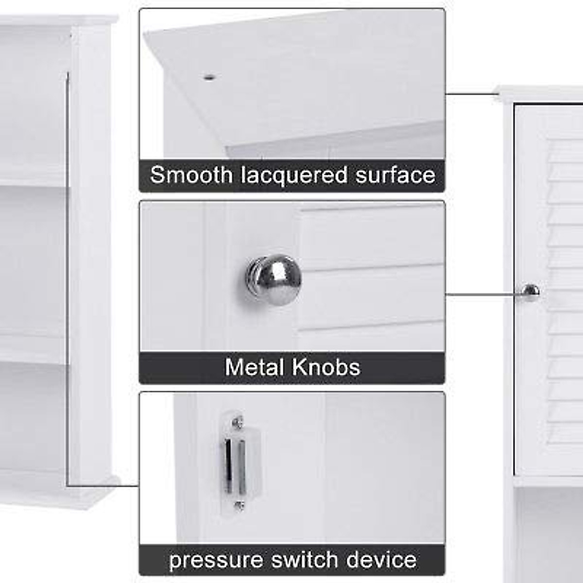 DORTALA 27.5'' H Medicine Cabinet, Wall Cabinet Hanging Bathroom Storage Cabinet w/Adjustable Shelf, White
