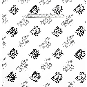 Happily Ever After Gift Wrapping Paper on White - 24"x10'