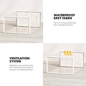 SEE SPRING Large 15 Pack Shoe Storage Box, Clear Plastic Stackable Shoe Organizer for Closet, Space Saving Foldable Shoe Rack Sneaker Container Bin Holder