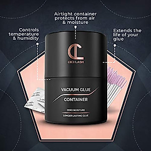 Lash Glue Holder Storage Container For Eyelash Extensions Adhesive & 100 Mascara Brushes | Vacuum Sealed Airtight Jar/Tank/Box/Bottle | Professional Lash & Nail Salon Supplies & Accessories