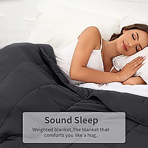 PRETTY NIGHT Weighted Blanket 12lbs Queen Size Dark Grey 60"x80" Weighted Blankets for Adults Heavy Blanket are Comfortable and Cozy