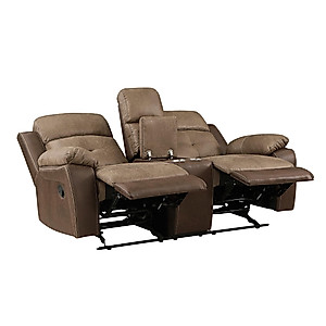 Lexicon Marianna Polished Microfiber Double Glider Reclining Loveseat, Brown