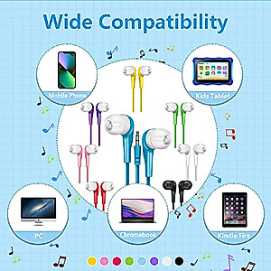 OSSZIT Bulk Earbuds 30 Pack for Classroom, Wholesale Earphones Earbuds Headphones Bulk for Kids,Individually Bagged,Perfect for Students,Schools,Hospitals,Hotels,Library,Museums,Multi Colored