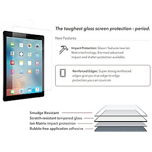 ZAGG InvisibleShield Glass+ Screen Protector for iPad Pro 10.5 and iPad Air 3 (3rd Generation, 2019) - Tempered Glass, HD Clarity, Smudge Resistant, Impact and Scratch Protection - Crystal Clear