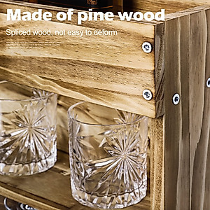 Homde Wine Rack Wall Mounted Wood,Wine Shelf with Bottle Stemware Glass Holder Rustic, Wine Display Storage Rack with Cork Holder for Home Bar Kitchen Decor