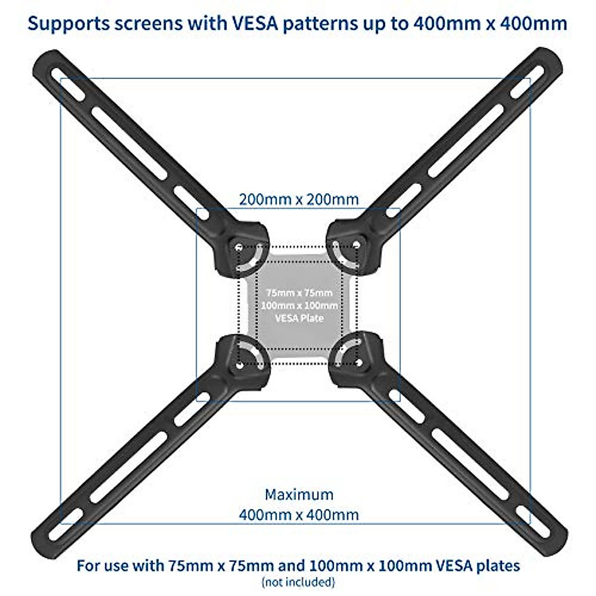VIVO Steel VESA Mount Adapter Plate Brackets for LCD Screens, Conversion Kit for VESA up to 400x400mm, MOUNT-AD4X4