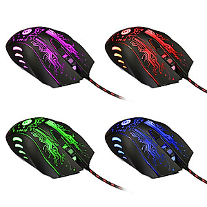 sddfor Gaming Mouse - Colors LED Backlight Optical Mouse Mice, 6-Button LED USB Optical Wired Gaming Mouse for Pro Gamer