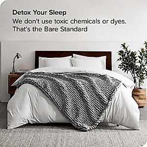 Bare Home Chunky Weighted Blanket Full or Queen Size 12lb (48" x 72") for Adults and Kids - Minky Fleece - Breathable & Cooling Weighted Blanket - Premium Heavy Blanket (Light Grey, 48"x72")