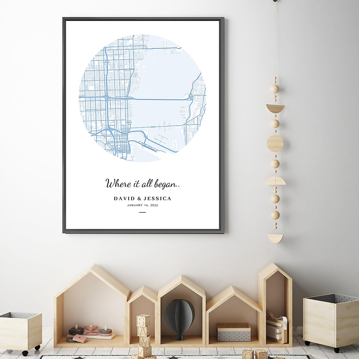 RAREVAY Where It All Began Made in USA, Where We Met, Our First Date Map - Personalized Map for Him or Her, Customizable with Names and Special Dates Gift Him, Her, Heart Art(12 * 16inch)