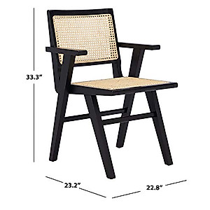 Safavieh Couture Home Collection Hattie Black/Natural French Cane Living Room Dining Arm Chair (Set of 2) SFV4115A-SET2