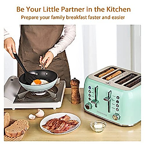 REDMOND Toaster 4 Slice, Retro Stainless Steel Toaster with Extra Wide Slots Bagel, Defrost, Reheat Function, Dual Independent Control Panel, Removable Crumb Tray, 6 Shade Settings and High Lift Lever, Aqua Green