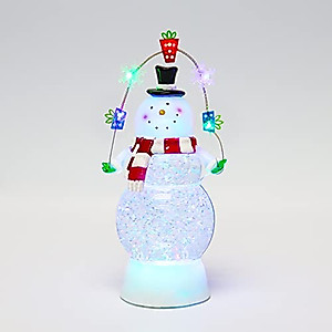 Christmas Tabletop Decor, Snow Globe Water Spinning LED Lighted Snowman, Battery Operated (not Included) (9.7" H x 3.9" W x 4.7" D) by Moments in Time