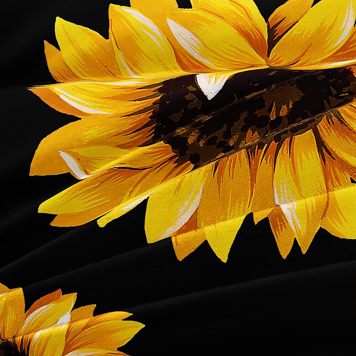 Holiyjog Sunflower Duvet Cover Set Queen Size Sunflowers on Black Background Bedding Set Comforter Cover and Pillow Shams Yellow Sunflowers Bedding Set Sunflower Decor for Bedroom