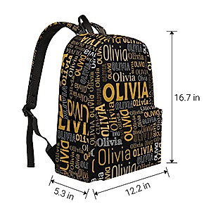 ihnlutzc Custom Name Backpack, Personalized Schoolbag with Name for Boys Girls Kids, Customized Casual Backpack with Name Gifts for School Travel Picnic Camping Hiking