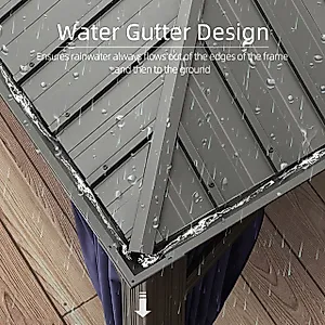 PURPLE LEAF 12' X 12' Hardtop Gazebo Aluminum Frame with Galvanized Steel Double Roof for Patio Lawn and Garden, Navy Blue Curtains and Netting Included Grey Outdoor Gazebo
