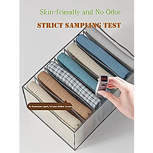 Upgraded 7 Grids Wardrobe Clothes Organizer for Drawer, Clothes Organizer for Folded Clothes, Jean Storage Organizers for Closet T-shirt Pants Legging (Green, 2Pcs)