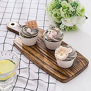 MyGift Rustic Brown Wood Cutting Board, Small Paddle Design Charcuterie Board with Vintage Brass Hanger Ring