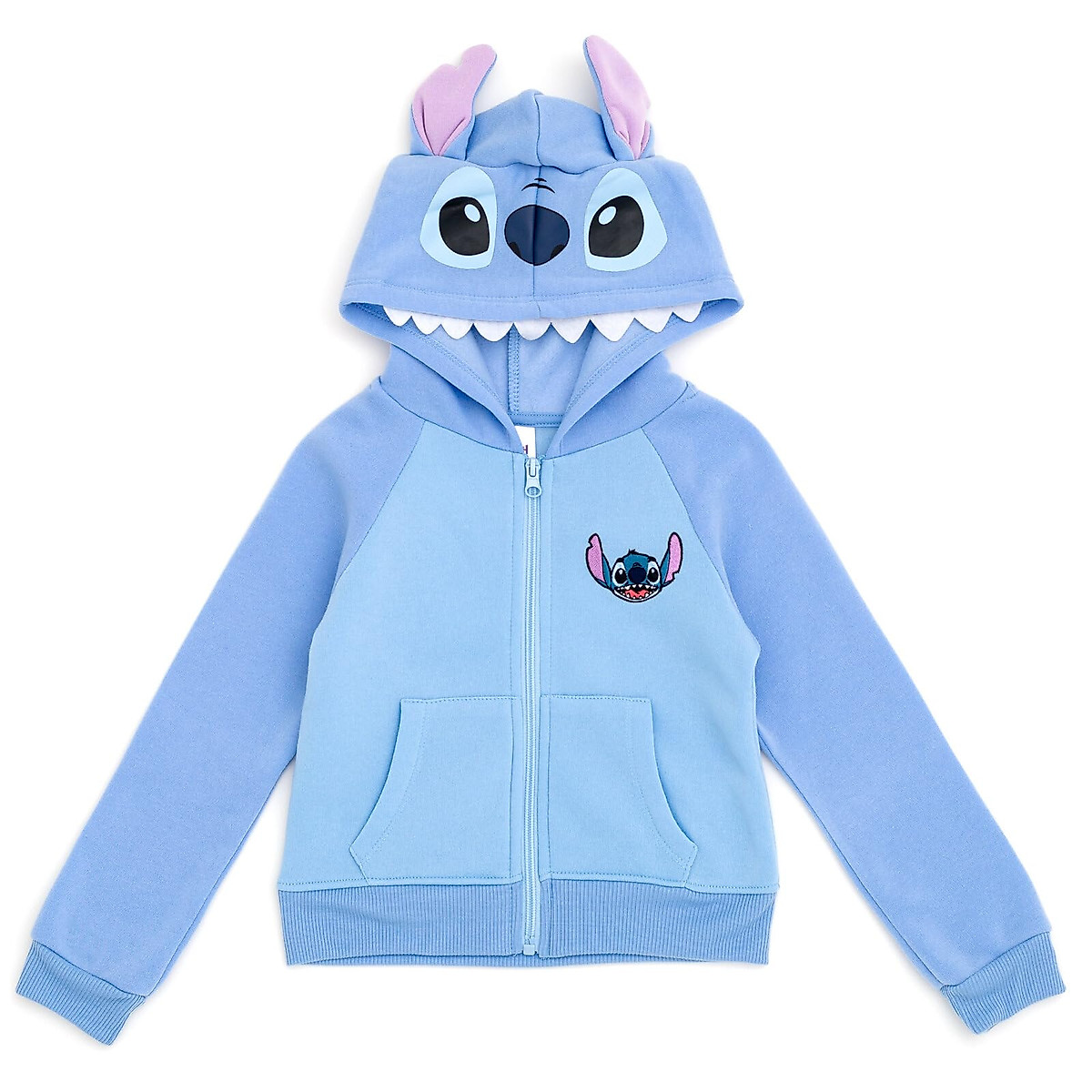 Disney Lilo & Stitch Little Girls French Terry Zip Up Cosplay Hoodie Blue 6