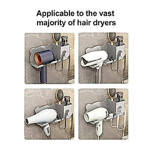 Wtxwood Wall-Mounted Hair Dryer Holder for Bathroom,Compact Hair Appliance Holder for Hairdryer, Flat Iron, and Curling Wand That Maximizes Space