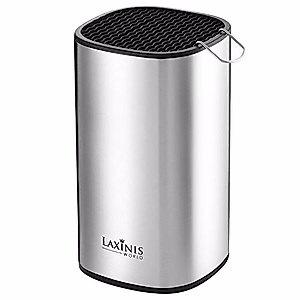 Universal Knife Block, Stainless Steel Knife Holder, Knife Organizer, Modern Rectangular Design, 8.5” by 5”(knives not included)