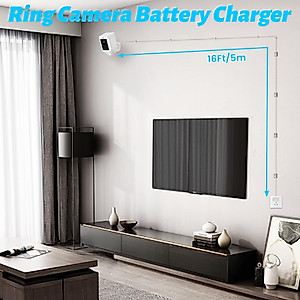 Kakajuelo Camera Power Cord, Compatible with Ring Stick Up Cam 2nd/3rd Gen Battery/Plug in, Ring Spotlight Cam Battery/Plug in, 16Ft Long Cable, Waterproof (1Pack)