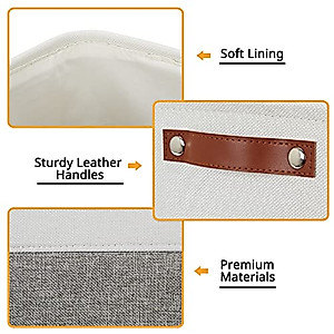 DULLEMELO Collapsible Bundle Baskets 4 Cube Baskets 12"x12"x12" + 2 Large Baskets 16"x12"x12"（White&Grey)