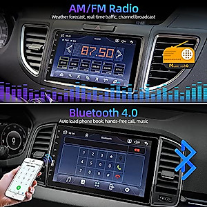 9 Inch Single Din Car Stereo Touchscreen Radio with Apple Carplay, Bluetooth, Android Auto, MirrorLink, Backup Camera, FM/AM Car Radio, USB/SD/AUX-in, Fast Charging, Subwoofer