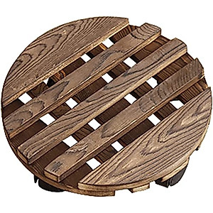 Tophacker Plant Caddy Wooden with Lockable Wheels, Round Plant Roller, Heavy Duty Rolling Plant Stand, Wood Plant Pot Stand for Indoor/Outdoor, Plant Rolling Tray (Color : A, Size : 20cm)