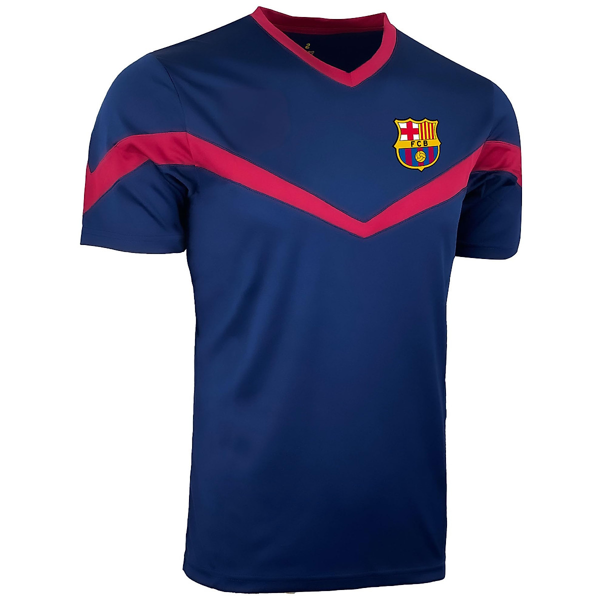 Icon Sports Youth Barcelona Training Jersey, Licensed Barcelona Soccer Shirt for Boys (XXX-Small (Youth Medium 7-9 Years)) Blue