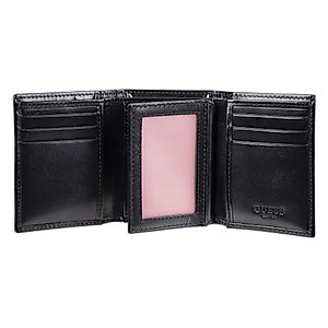 GUESS Men's Leather Trifold Wallet, Black Chavez, One Size