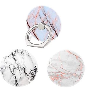(3 Pack) Mobile Phone Ring Holder Finger Grip,Rose Gold White Marble Cell Phone Stand Collapsible Kickstand Compatible with All Smartphone