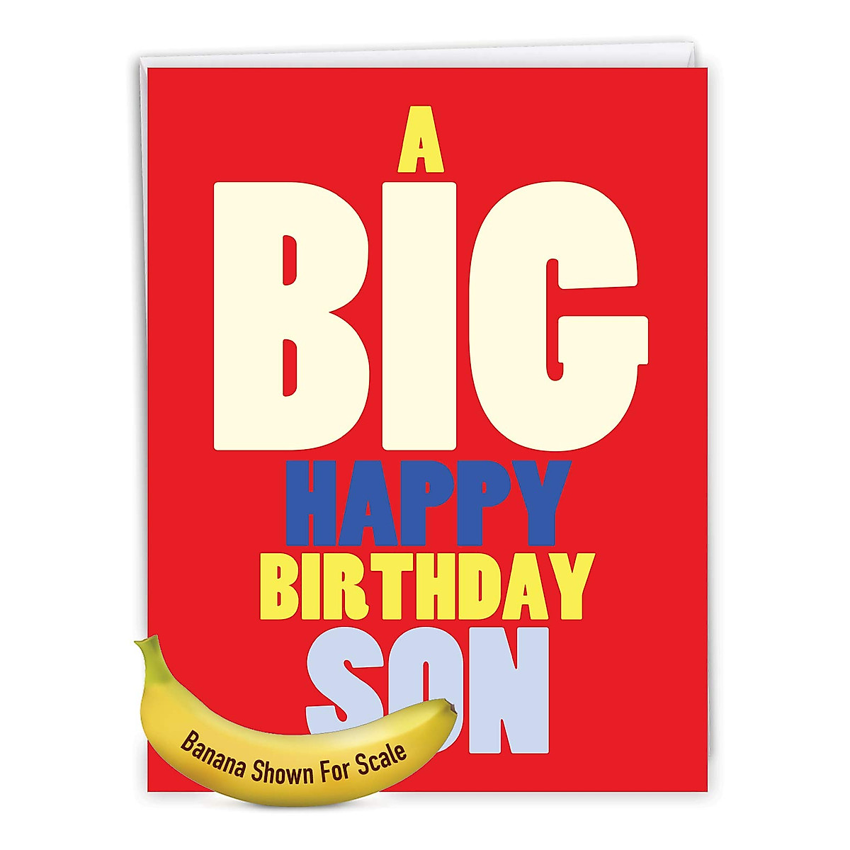 NobleWorks - 1 Large Birthday Greeting Card (8.5 x 11 Inch) - Fun Bday Celebration, Stationery Notecard - Big HB Son J6349BDG