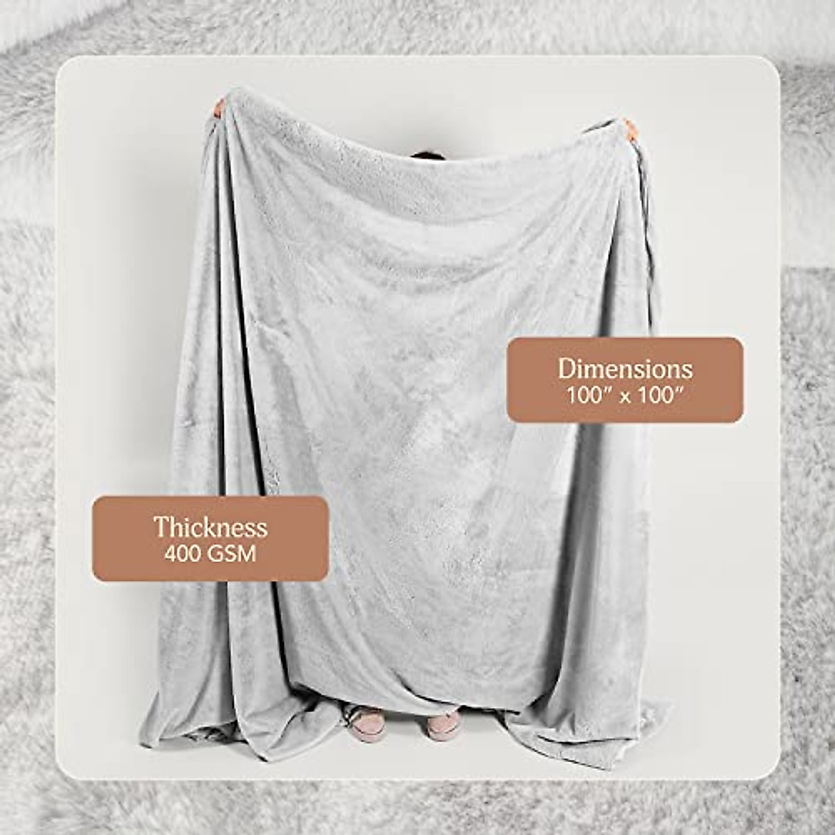 UnHide Cuddle Puddle - Faux Fur Blanket - Oversized, Lightweight, Extra Soft Blanket - Machine Washable - Add a Layer of Softness to Any Bed or Couch - 100” x 100” - Silver Fox