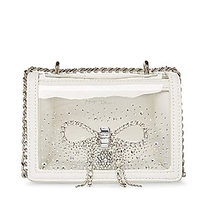Betsey Johnson Clear Convertible Bag w/Rhinestone Bow, White
