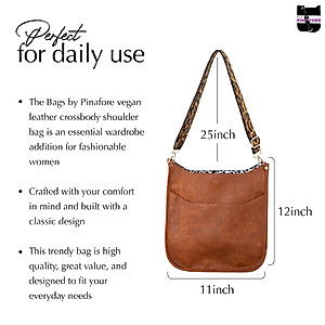 Pinafore Signature Vegan Leather Crossbody Fashion Shoulder Bag with Adjustable Strap (Signature Tan)