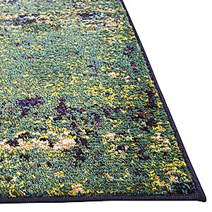 Unique Loom Estrella Collection Distressed, Landscape, Abstract, Modern, Earth Tones Area Rug (3' 3 x 5' 3 Rectangular, Navy Blue/Green)