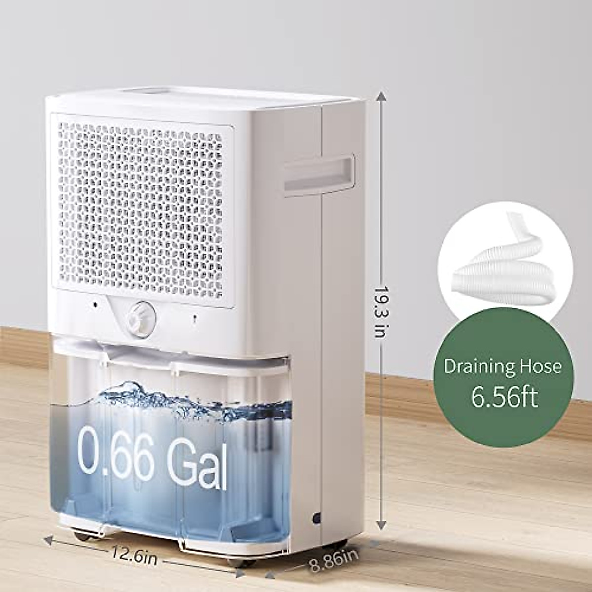 Waykar 4500 Sq. Ft Dehumidifier for Home with Drain Hose for Bedrooms, Basements, Bathrooms, Laundry Rooms - with Intelligent Control Panel and Front Display, 24 Hr Timer and 0.66 Gallons Water Tank