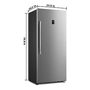 Techomey Upright Freezer 21 Cu.Ft, Stand Up Convertible Freezer/Refrigerator 115v, Garage Vertical Freezer with Single Door, Quick Freeze, Stainless Steel，Lock