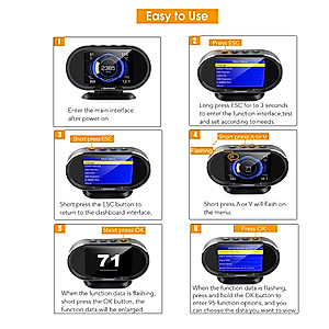 KONNWEI KW206 Car OBD2 HUD Digital Meter Gauge All in One Automotive Trip Computer Smart OBD Speedometer Water Temperature Fuel Pressure Tester for All 2003 and Newer Cars