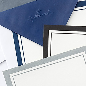 Hallmark Blank Cards Assortment with Organizer, Black & White Stripes (40 Note Cards with Envelopes) for Graduation, Just Because, All Occasion